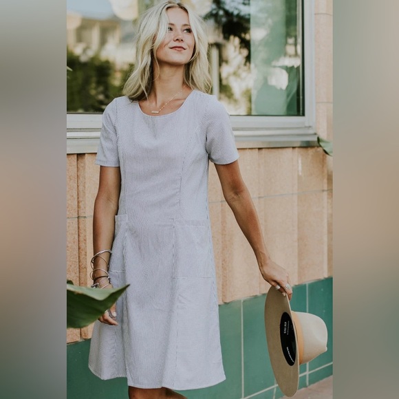 Roolee | Dresses | Roolee Whiteorangerust Striped Midi Dress | Poshmark